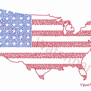 United States of America Drawn With One Line by Tfoust - Etsy