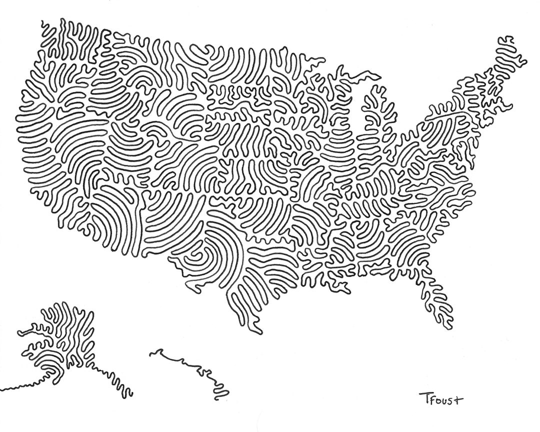 3 Line USA Drawing by Tyler Foust - HD DIGITAL Download - - Etsy