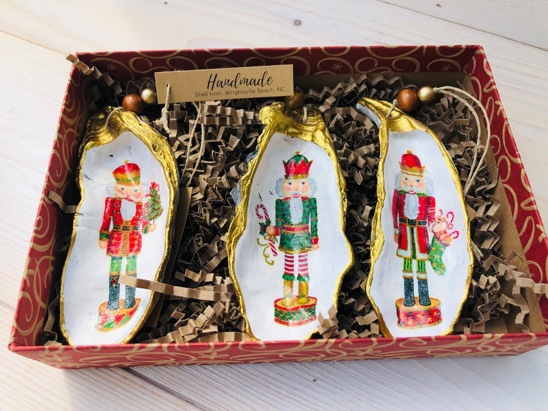 Oyster Shell Nutcracker Christmas Ornament. Handmade Decoupaged Sea ...