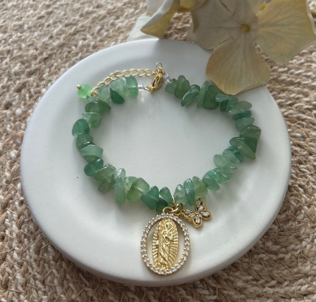 San Judas Bracelet- San Judas Pulsera - Jade Stone -good Vibe Jewelry ...