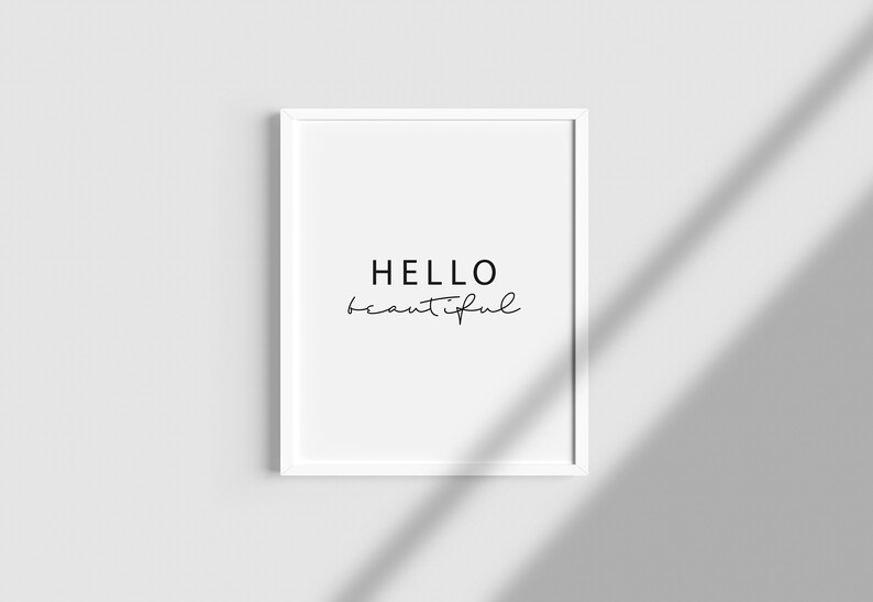 Hello Beautiful Quote Printable Wall Art Lettering Print - Etsy