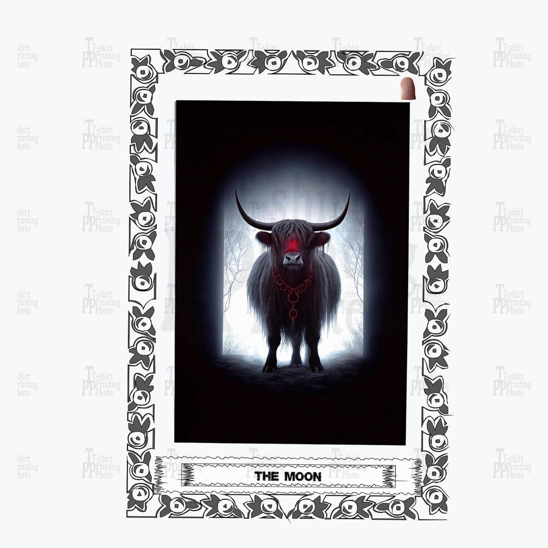 Highland Cow Moon Tarot Card: Gothic Digital Download PNG - Etsy