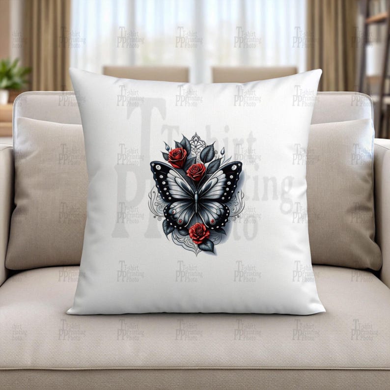Gothic Butterfly With Roses Art: SVG PNG Digital Download - Etsy