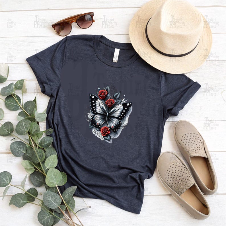 Gothic Butterfly With Roses Art: SVG PNG Digital Download - Etsy