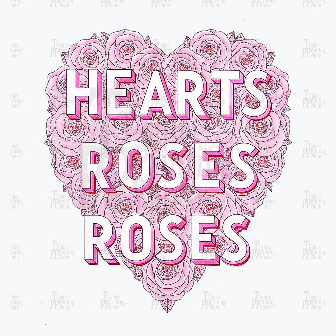 Heart and Roses Graphic Design Png -romantic Floral Art for T-shirts or ...
