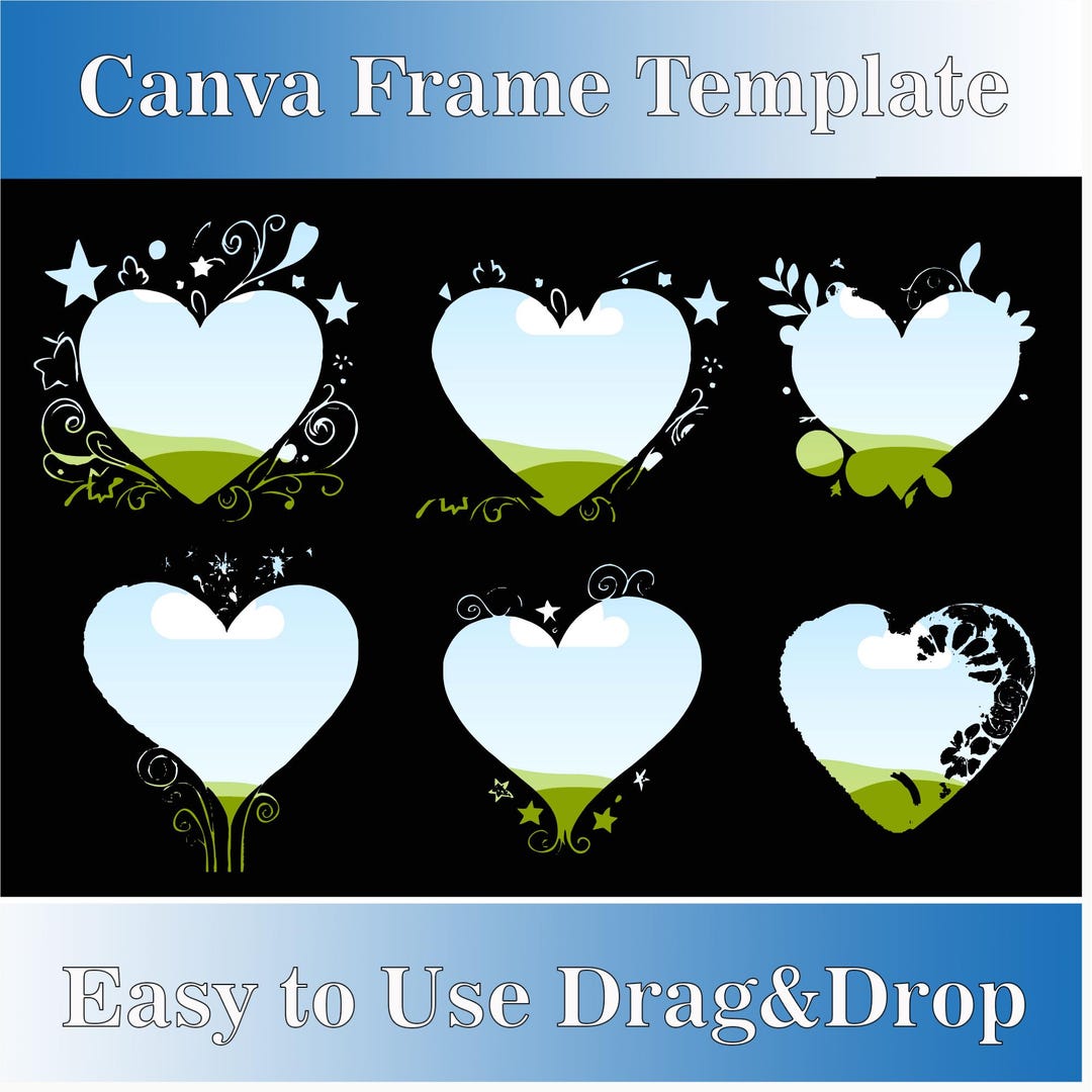 Heart Shape Canva Frame Template Easy Drag & Drop Customizable Design ...