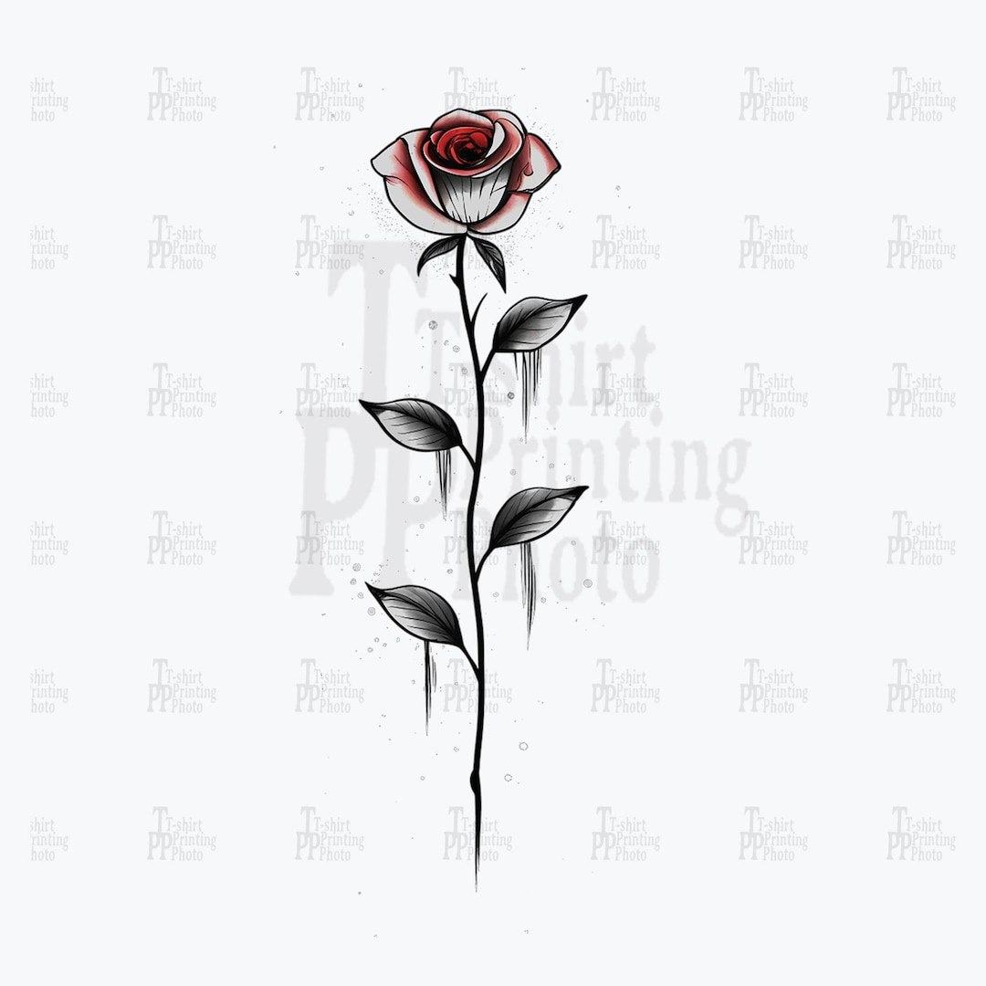 Gothic Drip Rose Tattoo Design Printable Tattoo Flash Dark Watercolor ...