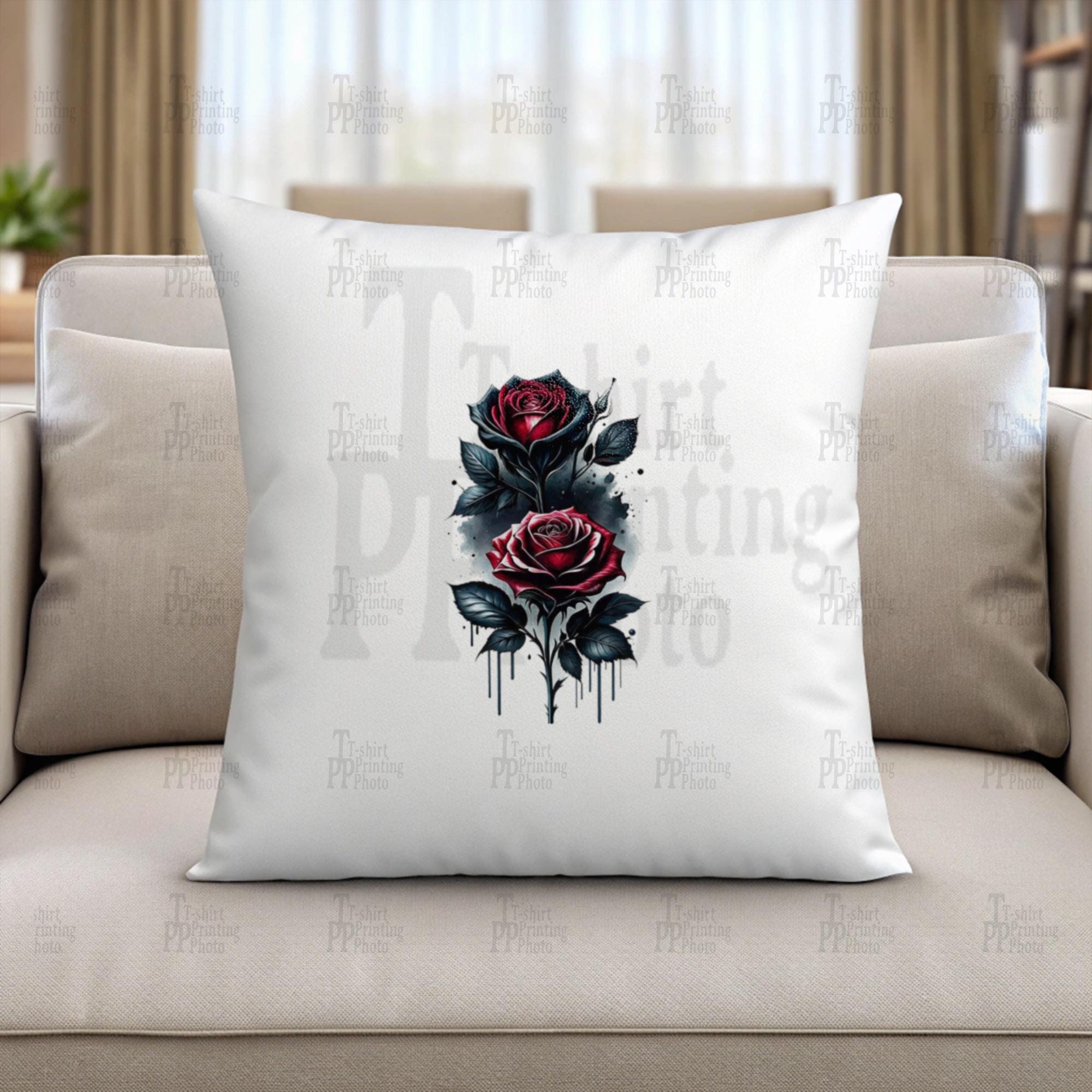 Dripping Black and Red Rose Art Print Gothic Floral Watercolor Tattoo ...