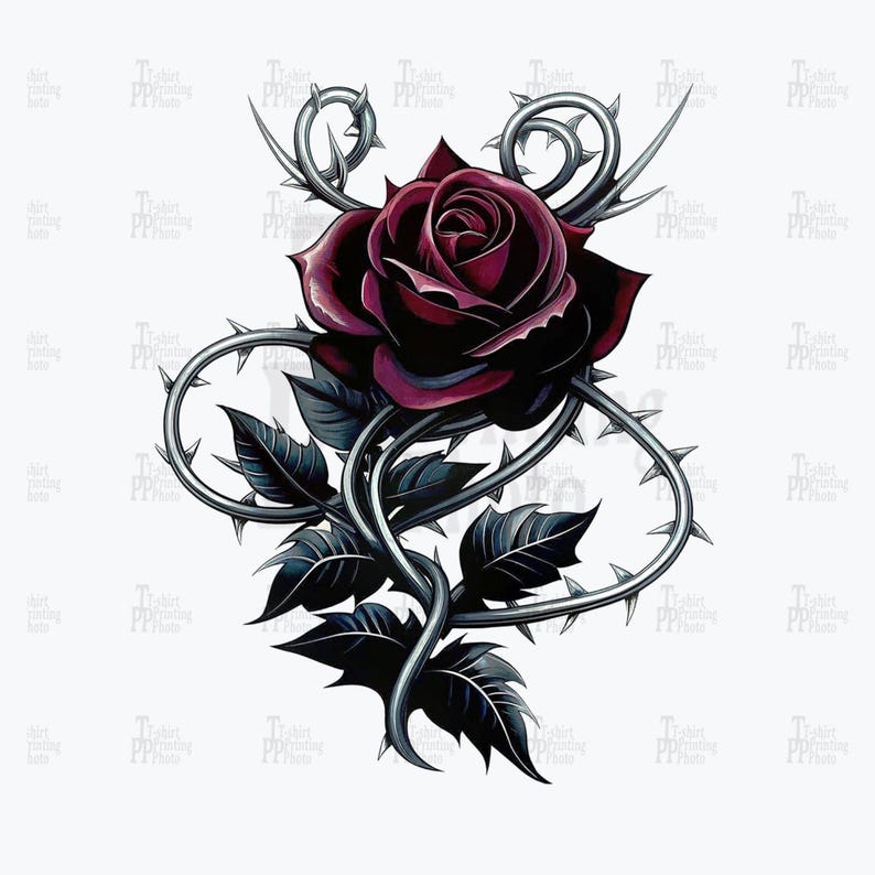 Gothic Rose Tattoo Flash Art: Dark Floral PNG (instant Download) - Etsy