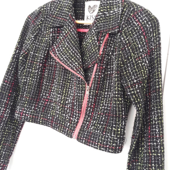 Punk Rock Biker Tweed Jasje Jaren '80 - Etsy