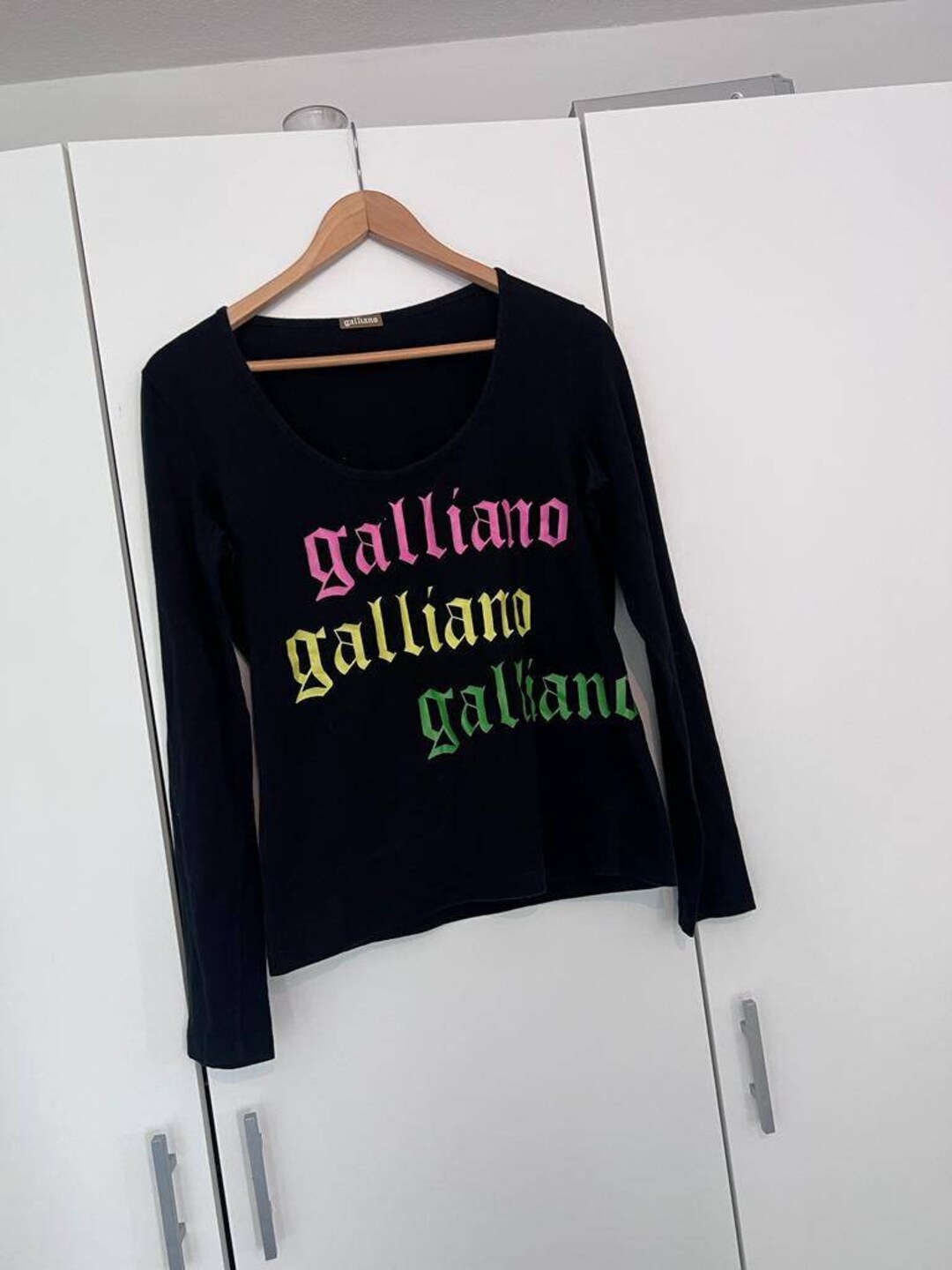 Rare John Galliano Logo Color Print Graphic Long Sleeve T-shirt by ...