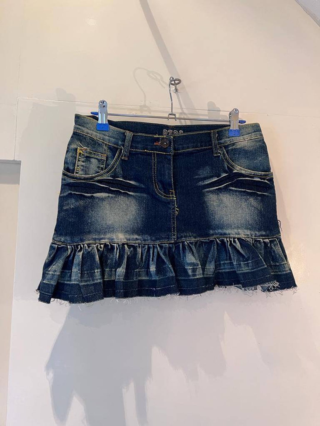 Retro Cool Ruffle Jeans Skirt Vintage S90 - Etsy