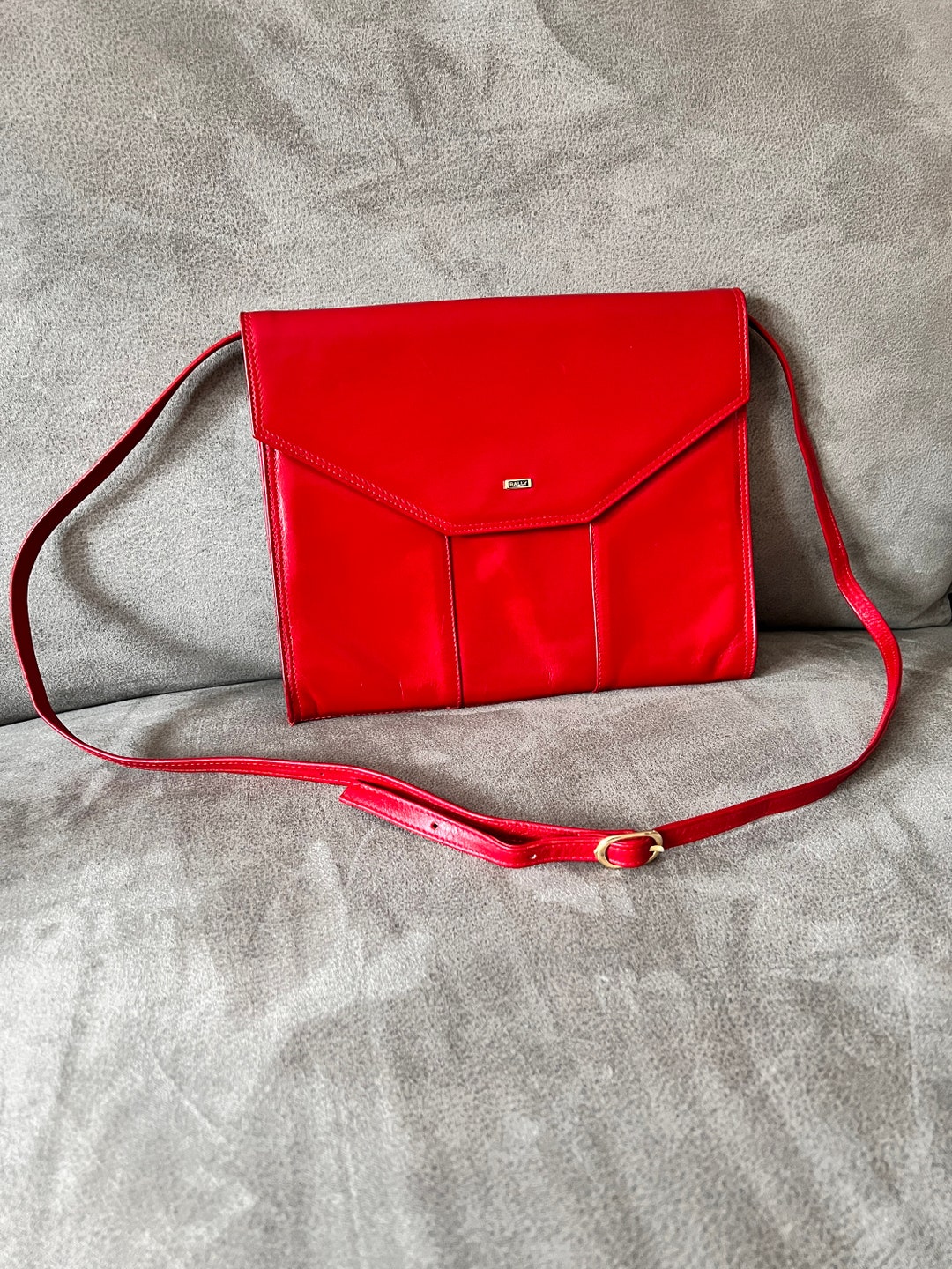 BALLY Red Leather High Quality Envelop Crossbody Bag - Etsy