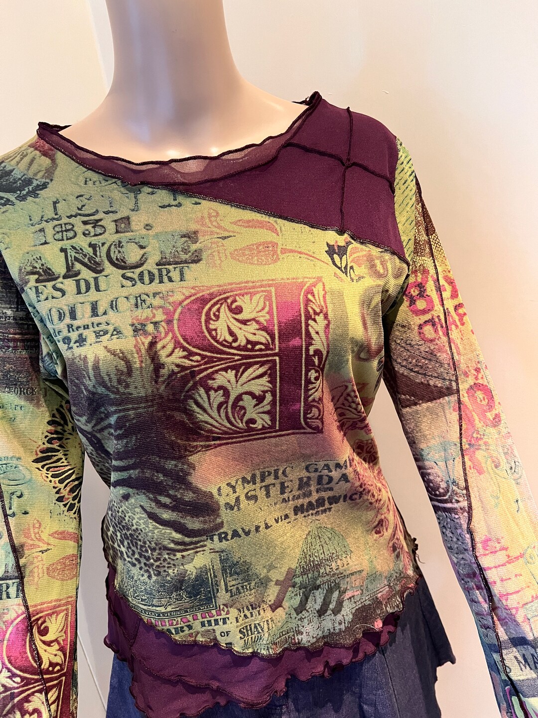 Rare France Vintage Mesh Top '90 - Etsy