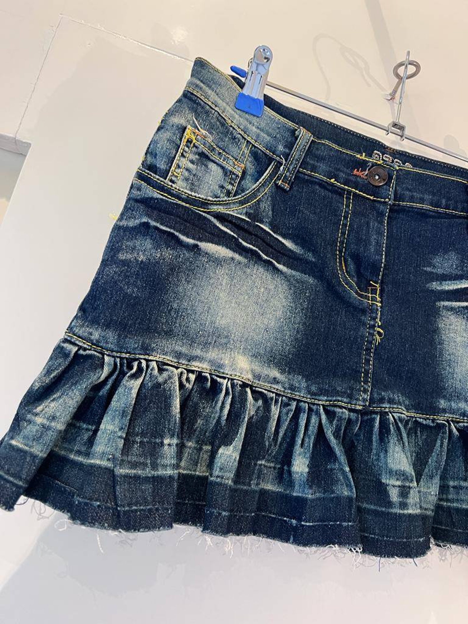 Retro Cool Ruffle Jeans Skirt Vintage S90 - Etsy