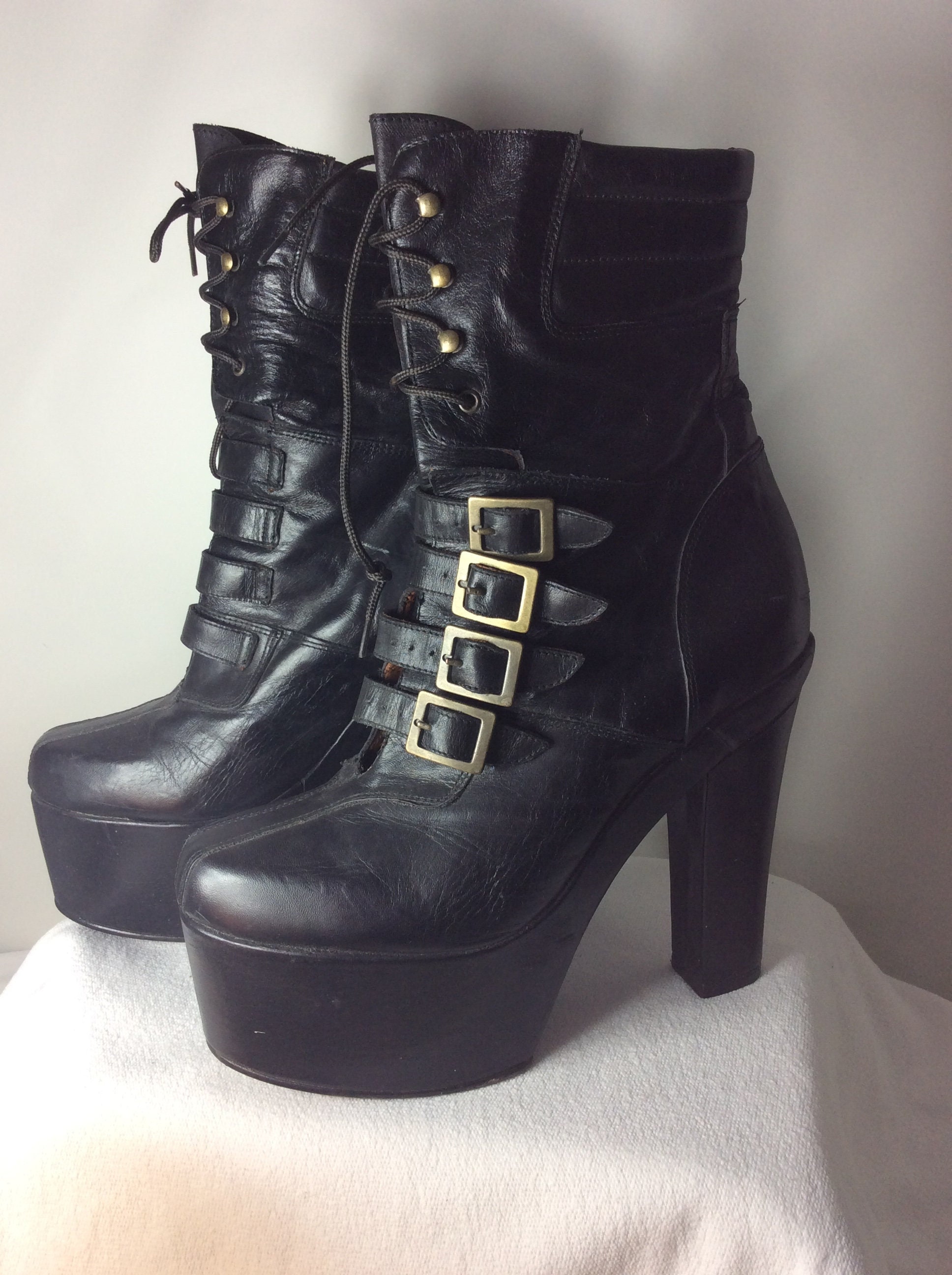 Awesome EL DANTES Vintage Handmade Platform High Heels Laarzen - Etsy