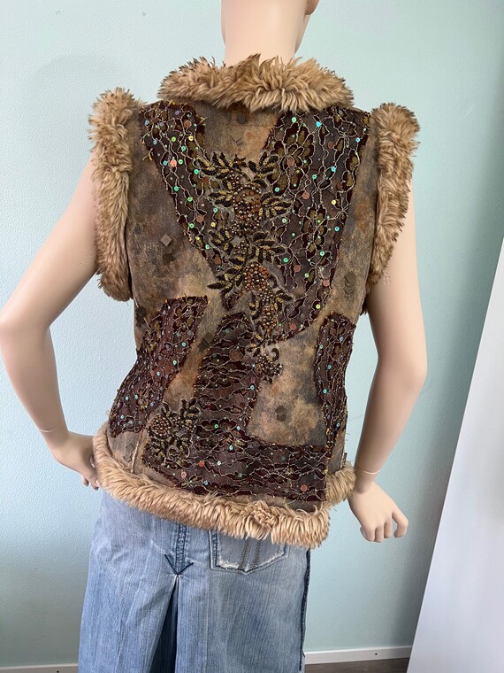 Beautiful Art boho waistcoat bohemian Vintage 90 L - Gem