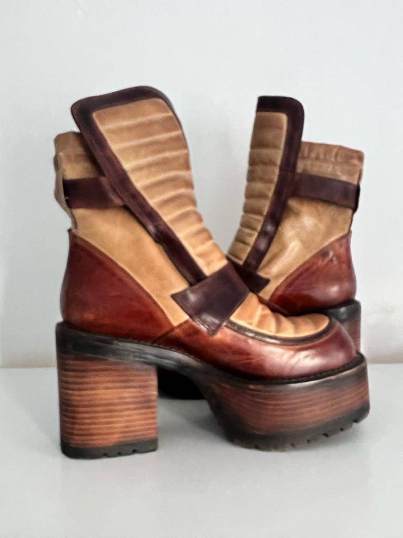 RARE FANTASTIC Patchwork Platform Boots True Vintage Hard to - Etsy