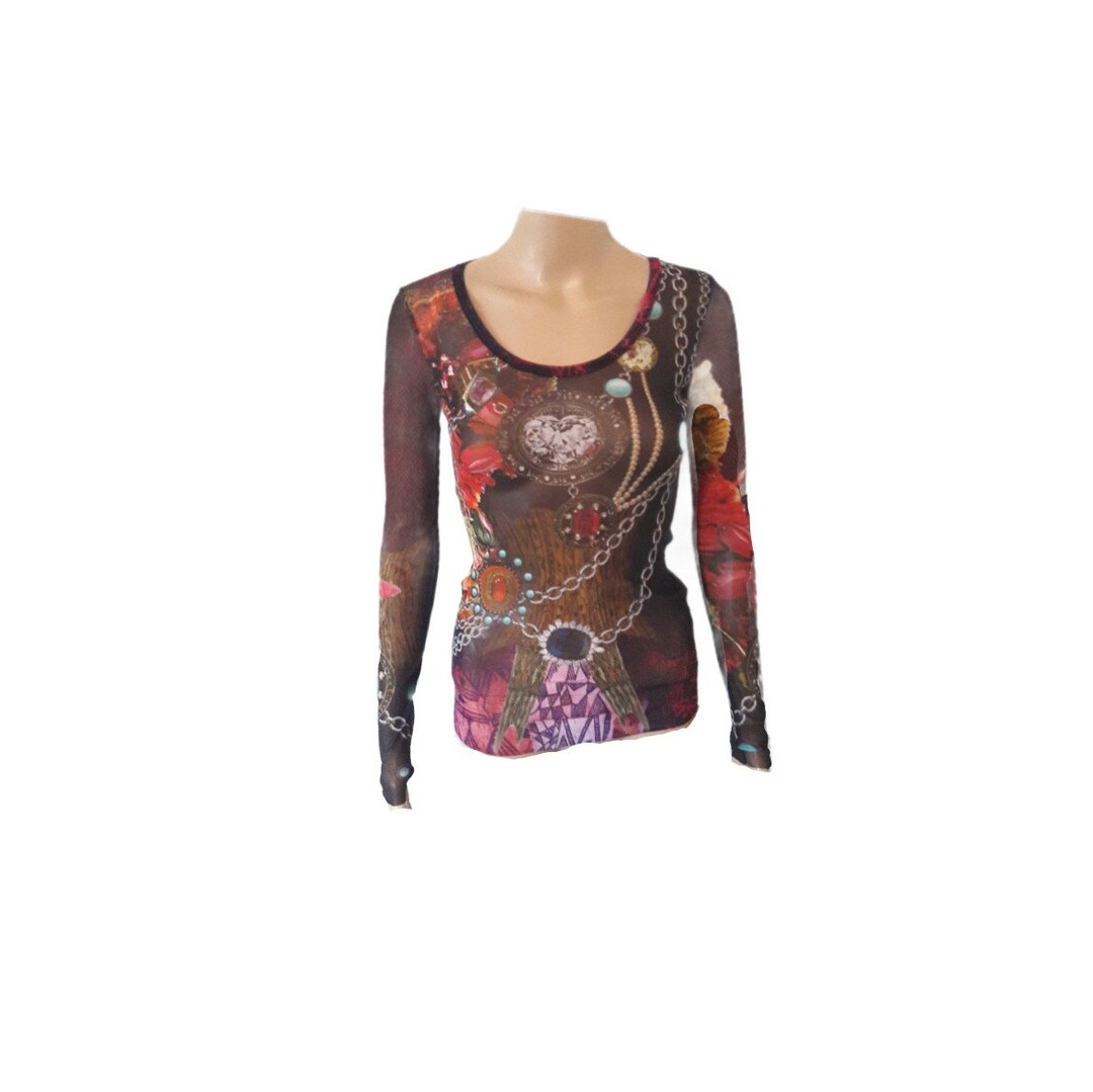 Special Abstract Print Pure Mesh Top '90 Italy - Etsy
