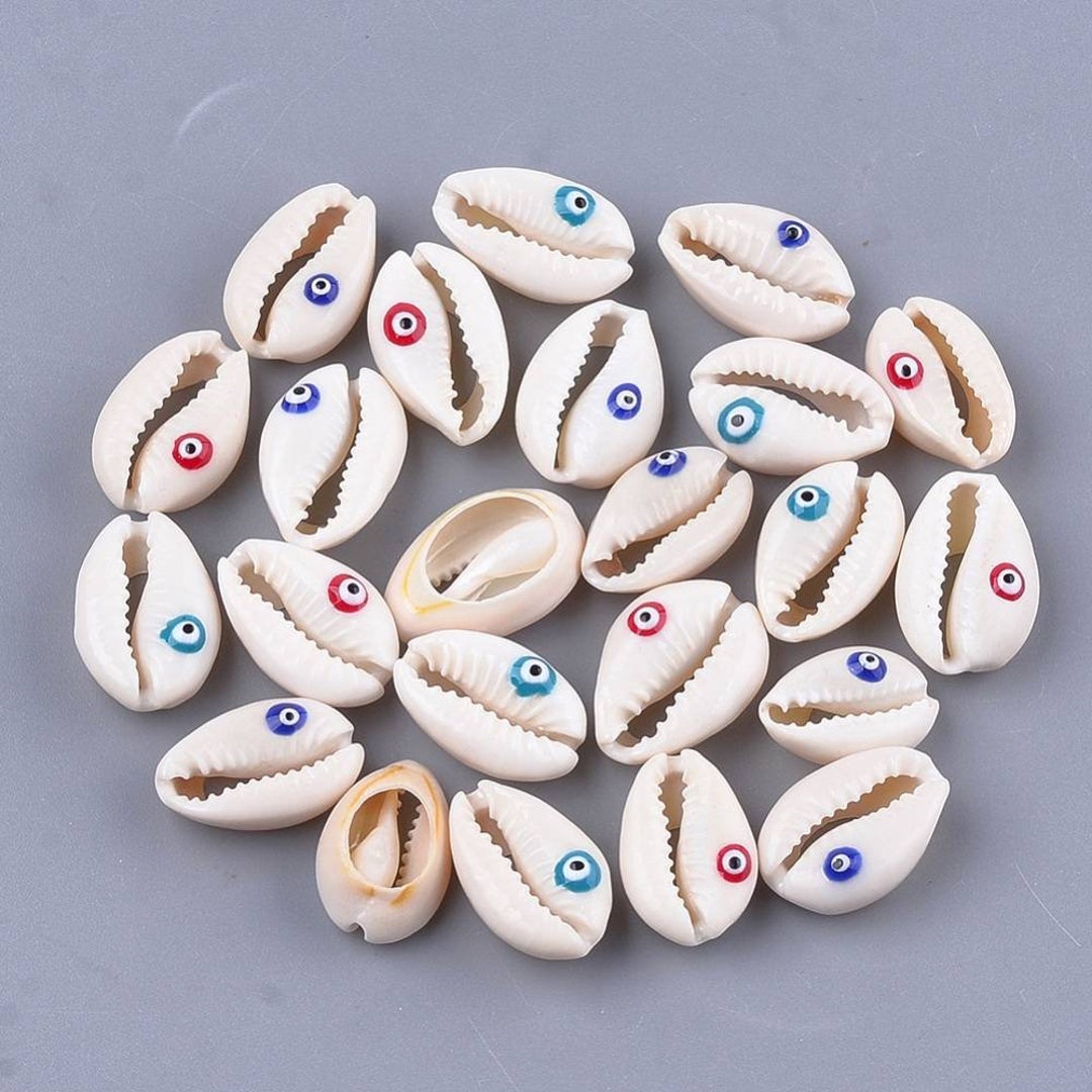 Evil Eye Cowrie Shell Beads. 9 Colors to Choose From. Not Pierced. Set ...