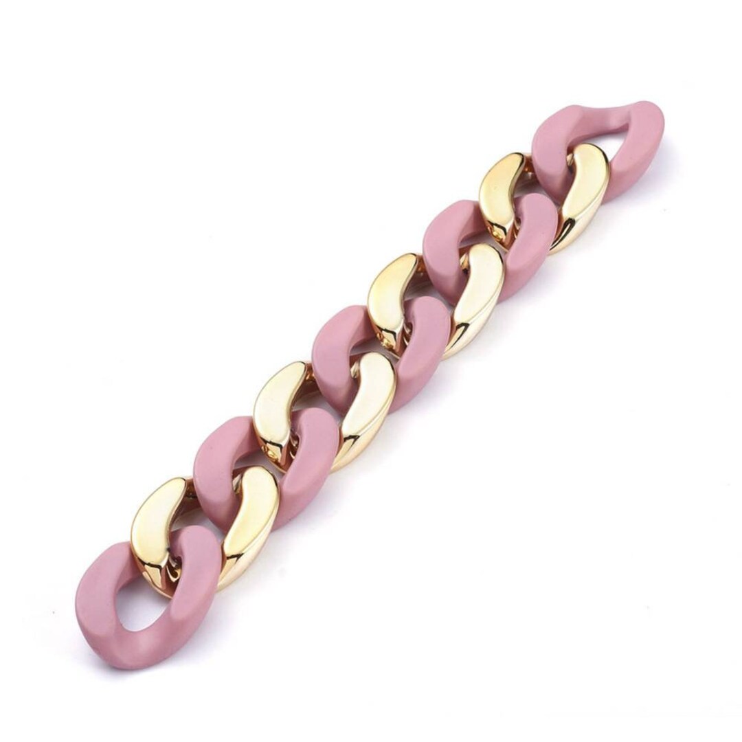 Chain Large Mesh Acrylic Bracelet in Opaque Pink and Gold. - Etsy
