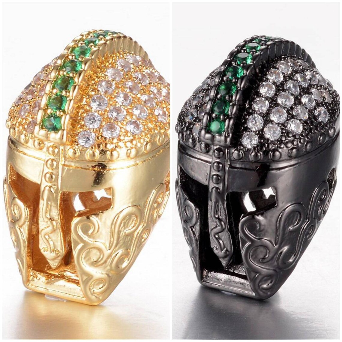 Gunmetal Alloy Gladiator Helmet Beads With 11mm Zircon. Gold - Etsy