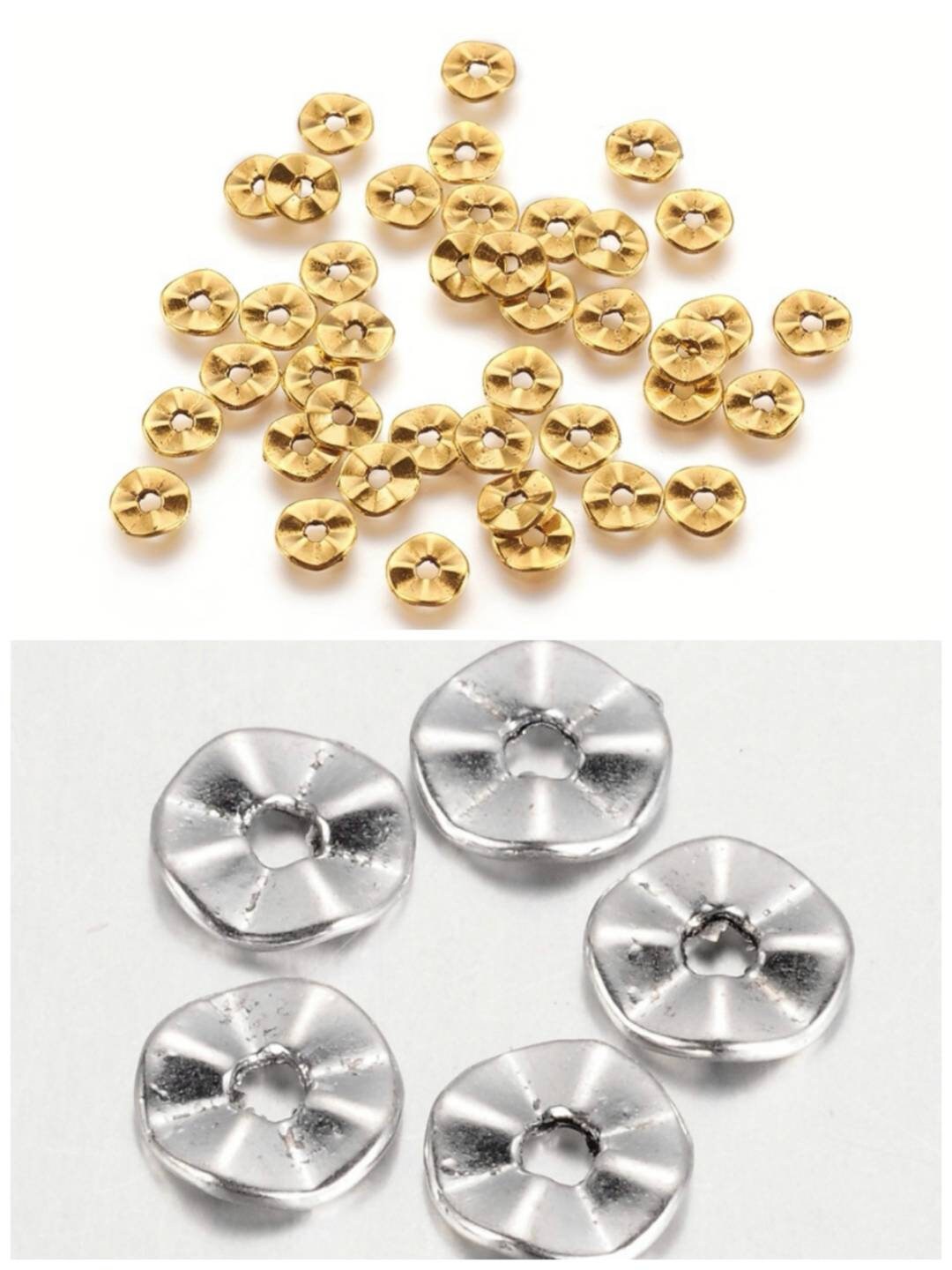 Separator Beads, Wavy Washers Spacers. Gold or Silver. 7mm. Pack of 20 ...
