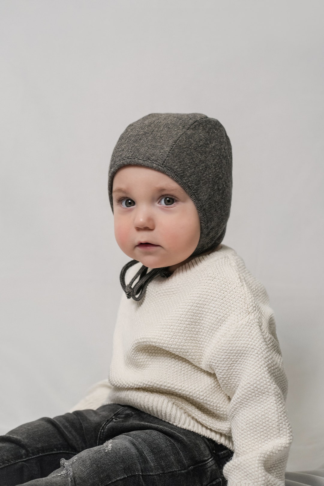 Gray Cotton Baby Kids Toddler Boy Hat Bonnet With Flannel Lining - Etsy