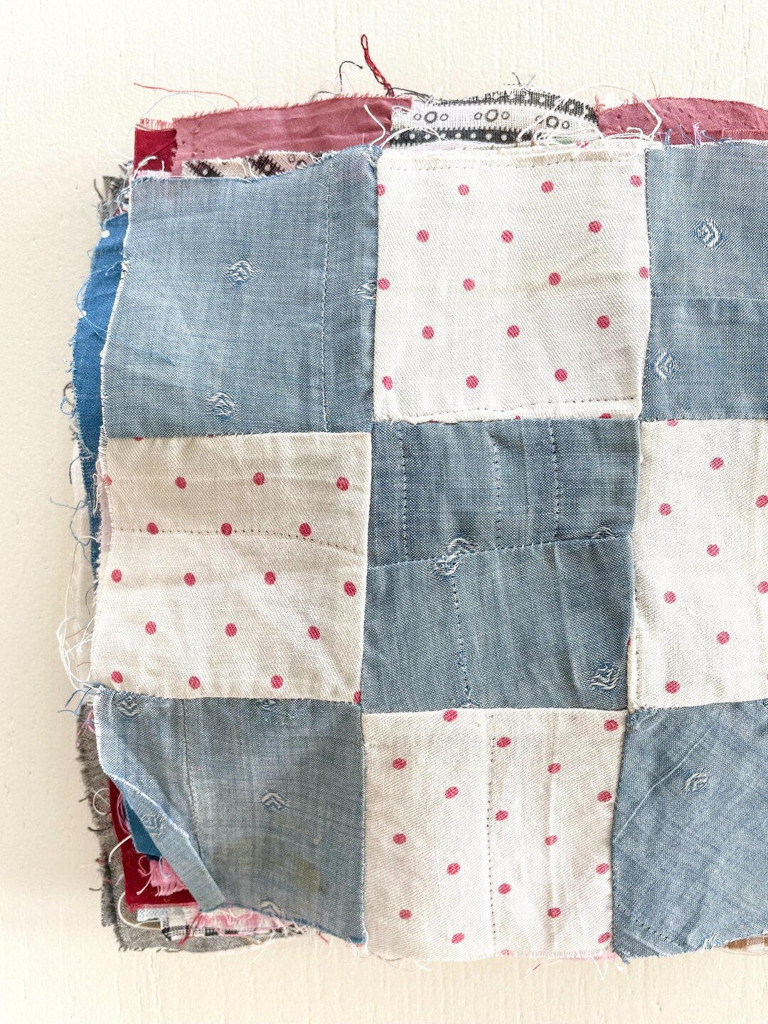 40 Vintage Nine Patch Scrappy Quilt Squares Blocks, Primitive, Rework ...