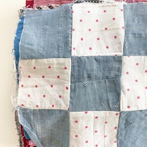 40 Vintage Nine Patch Scrappy Quilt Squares Blocks, Primitive, Rework, Old Fabric, Hand Stitched ...