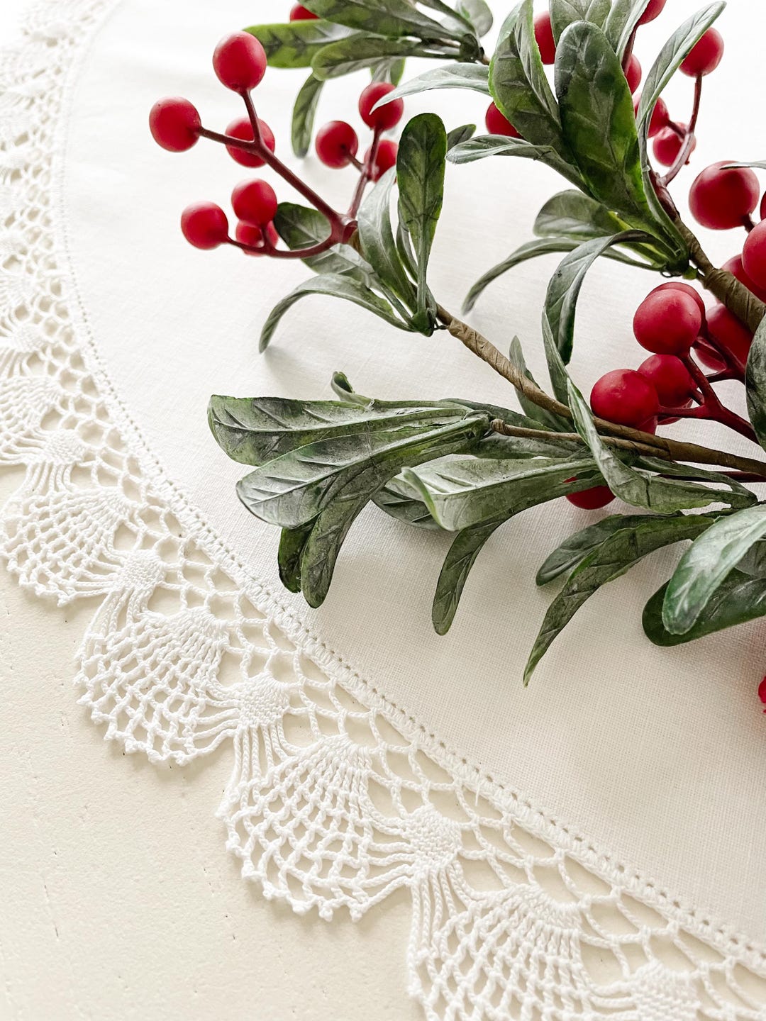 Vintage White Round Doily With Crochet, Primitive, Shabby, Cottage ...