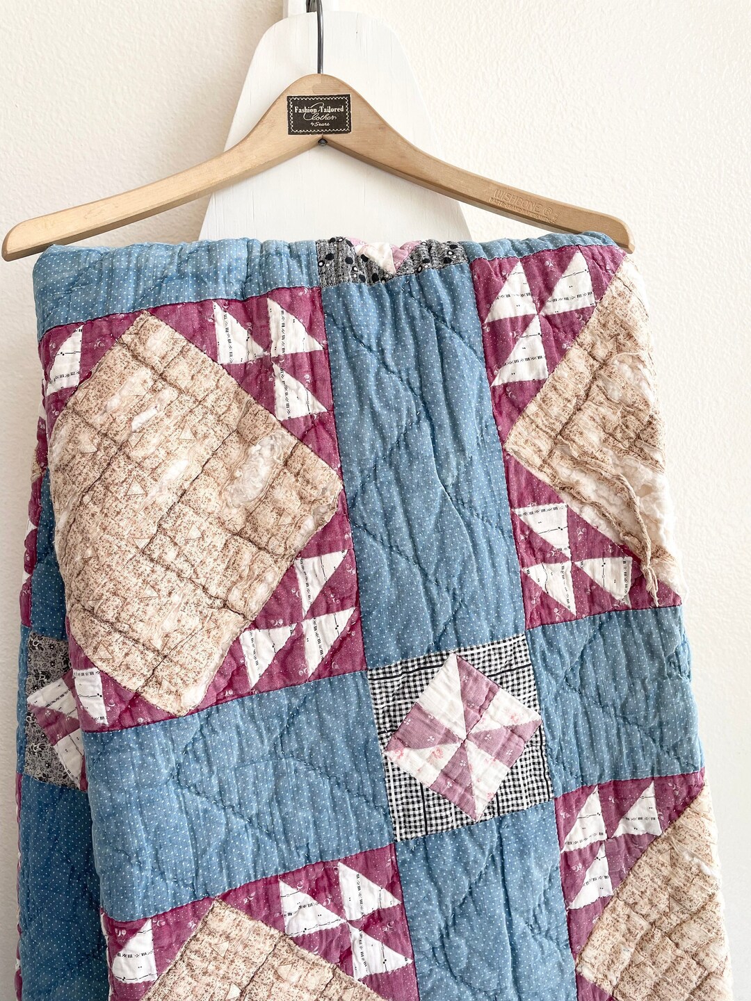 Antique Quilt Primitive Indigo Blue Cottage Farmhouse - Etsy