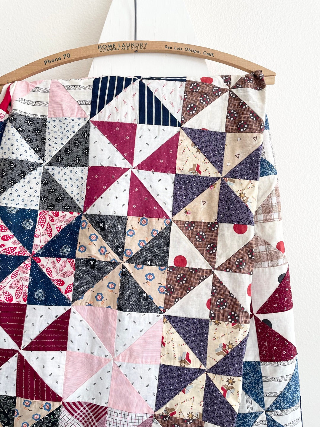 Vintage Antique Pinwheel Quilt Top, Primitive, Old Fabric, Scrappy - Etsy