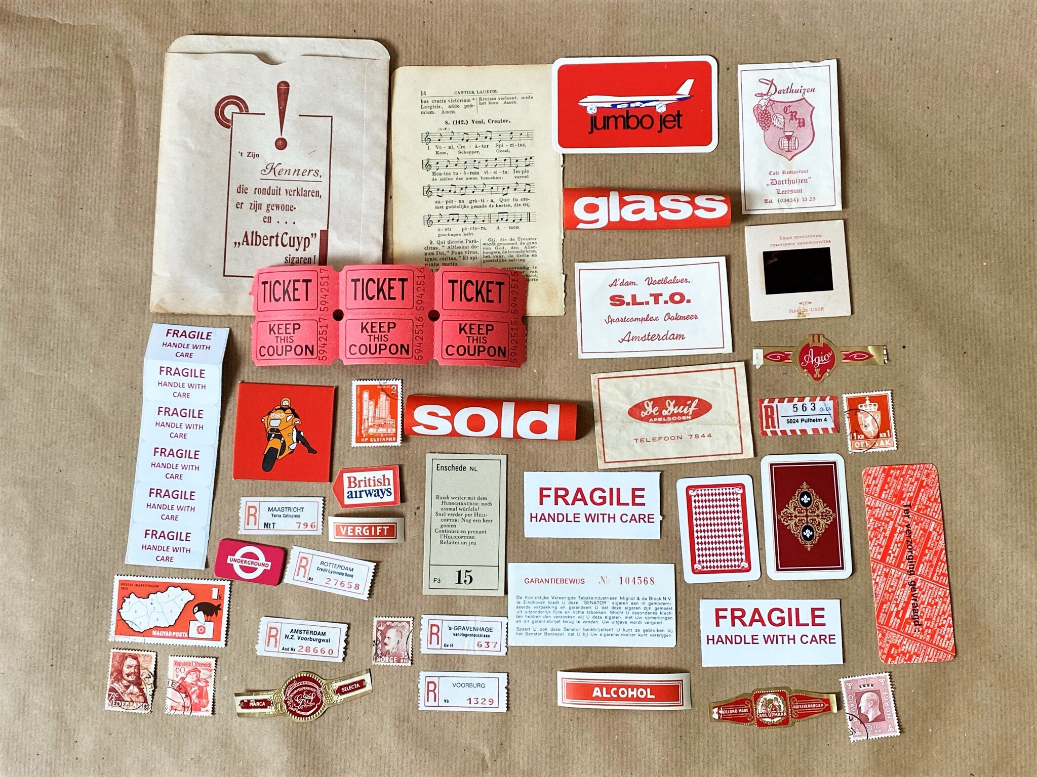 Vintage Original RED Ephemera Paper Pack 45 Items// | Etsy