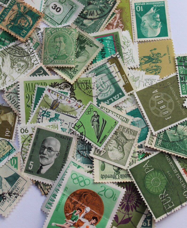 Vintage alte bunte Briefmarken aus aller Welt/ Scrapbook DIY | Etsy