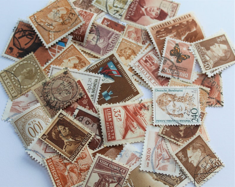 Vintage alte bunte Briefmarken aus aller Welt/ Scrapbook DIY | Etsy