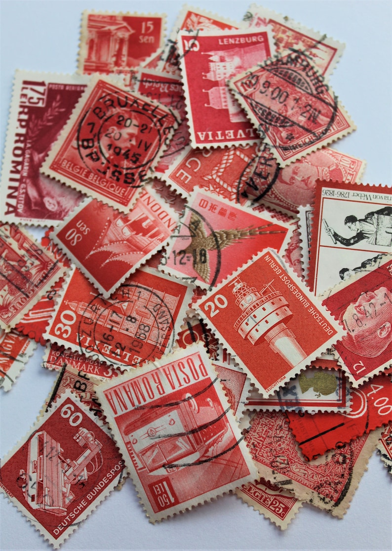 Vintage alte bunte Briefmarken aus aller Welt/ Scrapbook DIY | Etsy