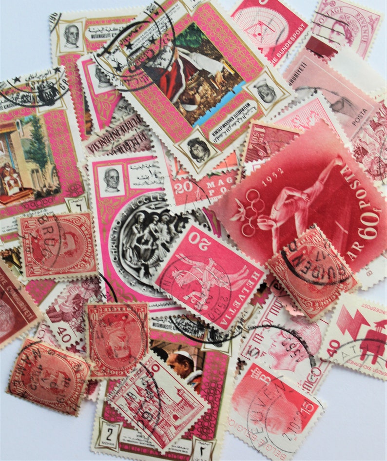 Vintage alte bunte Briefmarken aus aller Welt/ Scrapbook DIY | Etsy