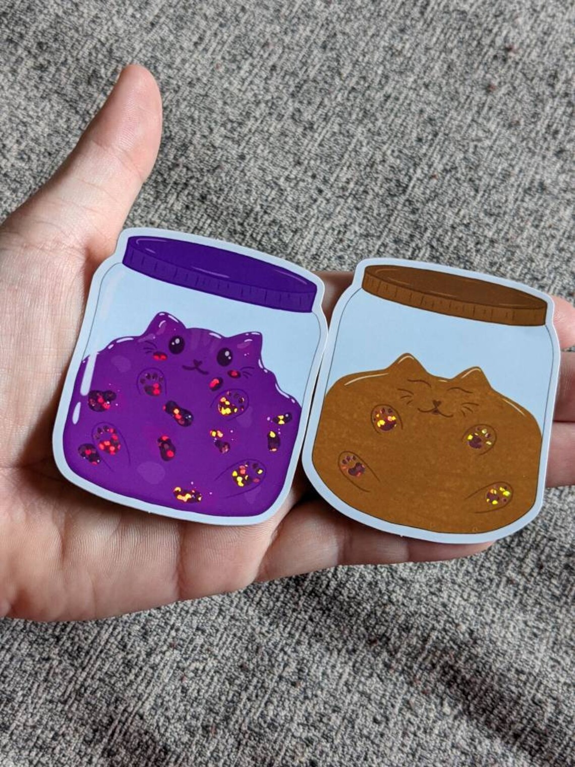 Glitter Best Friend Cat Sticker Jelly Sticker Peanut | Etsy