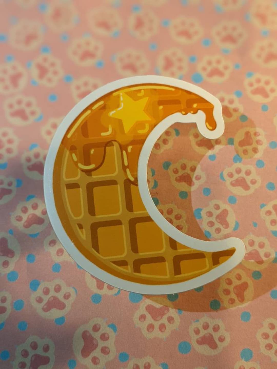 Waffle Moon Sticker | Food Sticker | Cute Sticker | Kawaii Sticker ...