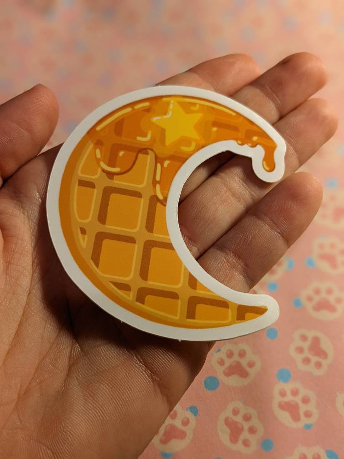Waffle Moon Sticker | Food Sticker | Cute Sticker | Kawaii Sticker ...