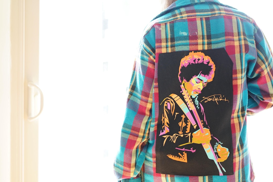 Jimi Hendrix Band Patch Flannel - Unisex Back Patch Flannel ...