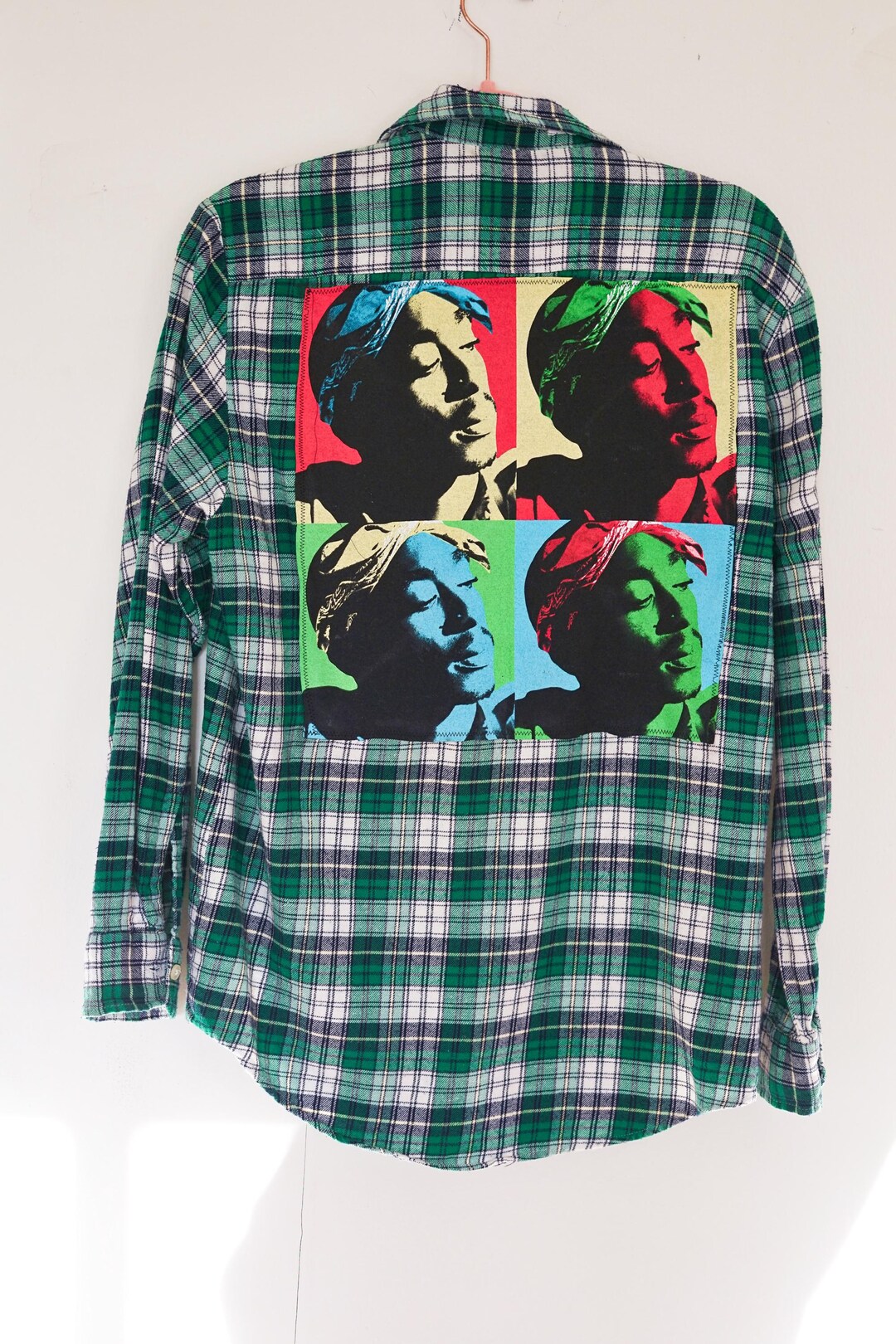 Custom Tupac Pop Art Back Patch Flannel Shirt - Size Men's Medium - Etsy