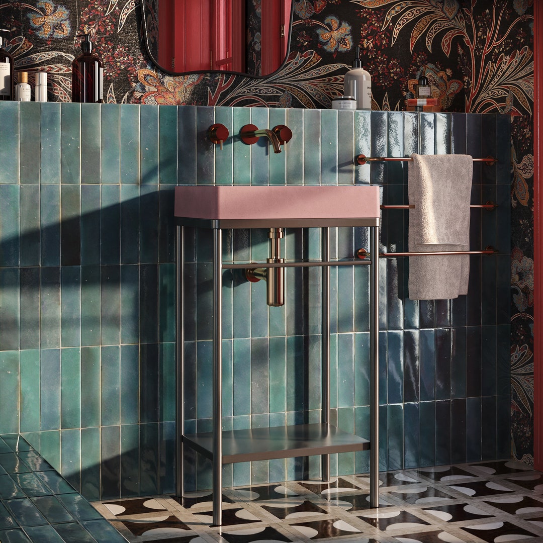 Handmade Metal Vanity Stand: Rohen Minimalist Sink Console - Etsy