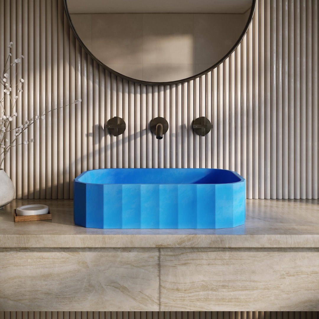 Handcrafted Concrete Vessel Sink: Clio Rec Modern Bathroom Vanity, 35 ...