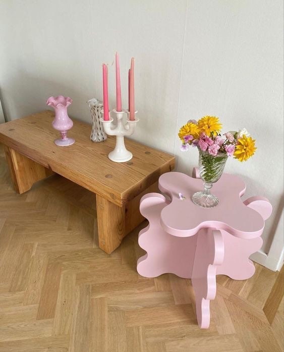 Vintage Curvy Wavy Mini Side Table Ottoman Cute - Etsy