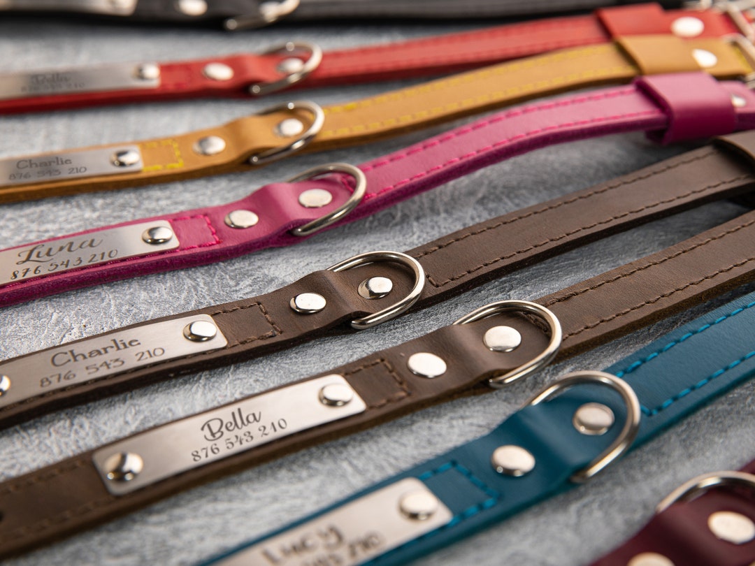 Personalized Leather Dog Collar, Custom Dog Collar, Engraved Dog Name ...