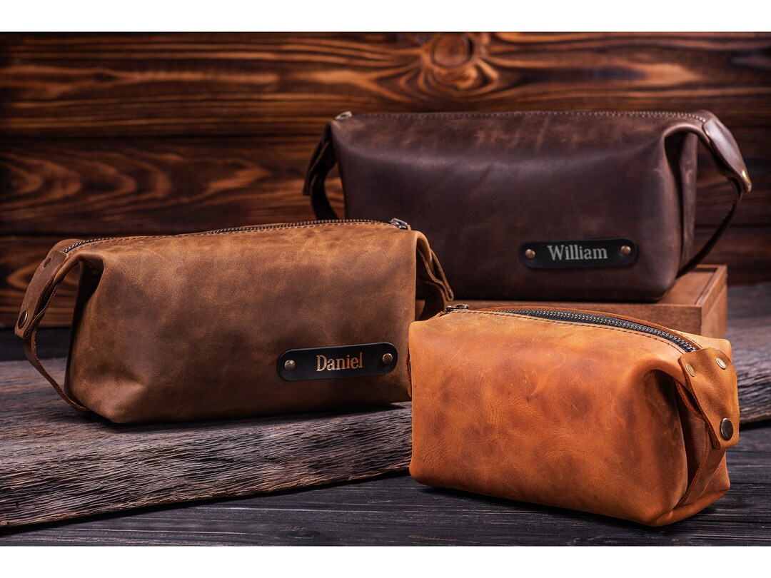 Personalized Leather Dopp Kit, Leather Toiletry Bag, Mens Dopp Kit ...