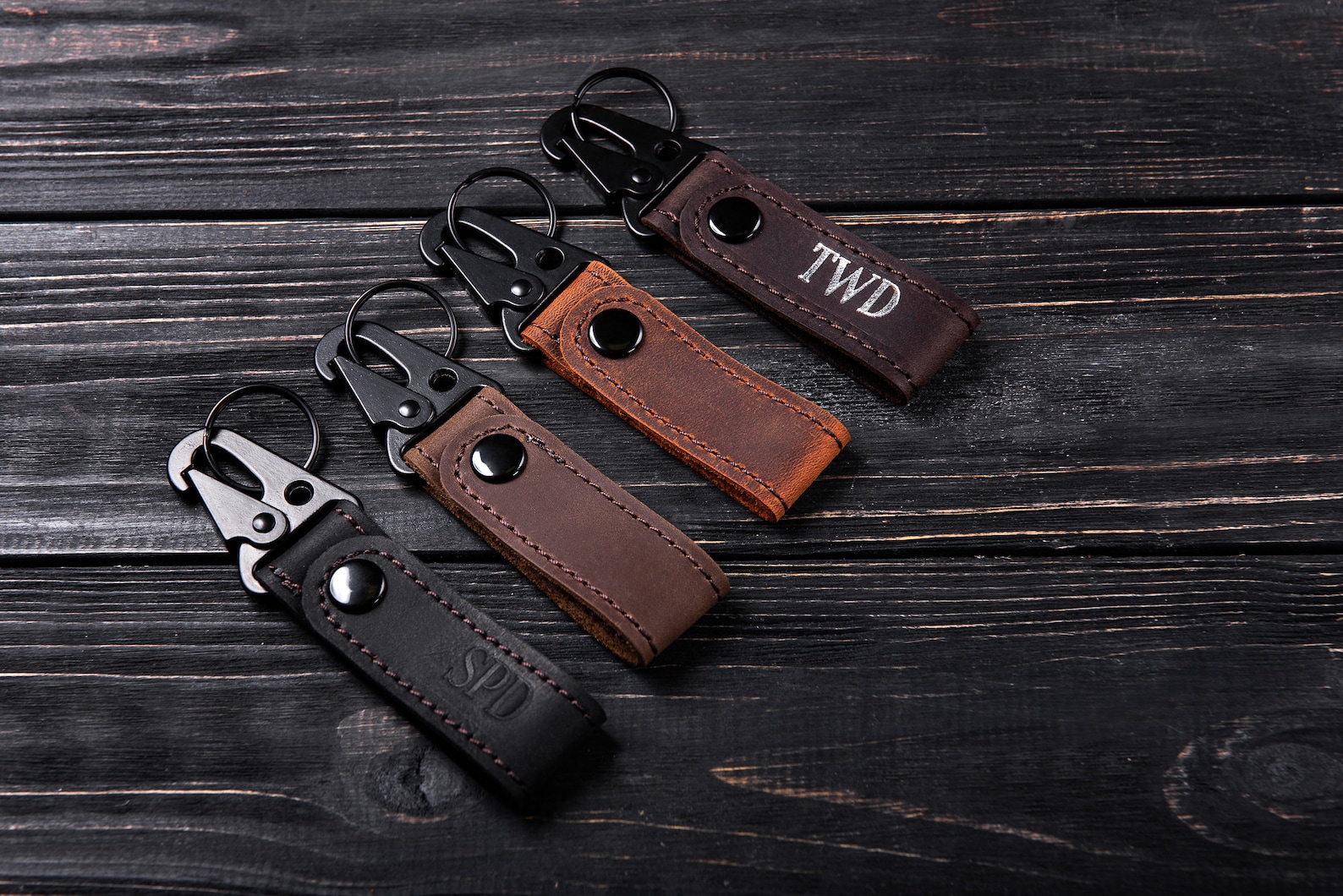 Leather Keychain Personalized Leather Keychain Customized | Etsy