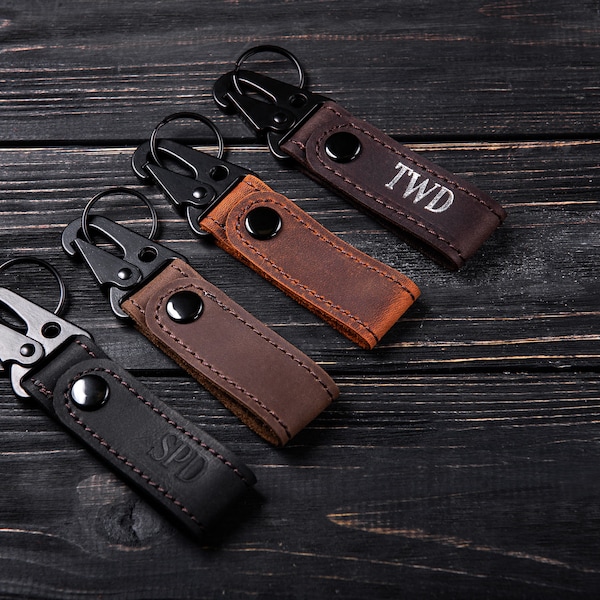 Leather Keychain - Etsy